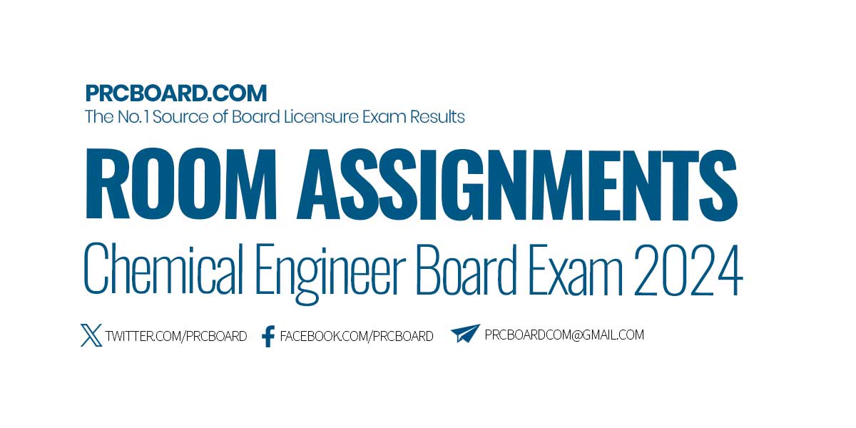 ROOM ASSIGNMENTS: November 2024 Chemical Engineer Licensure Exam (ChemEng)