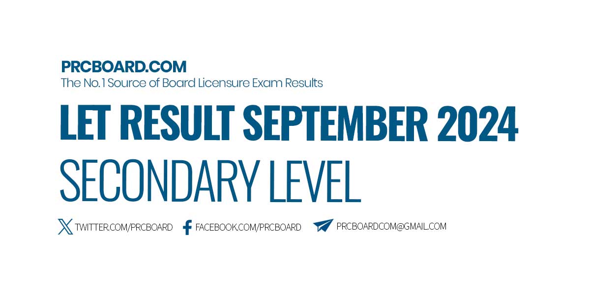 LET Result September 2024 (Secondary Level): Passers, Topnotchers and ...