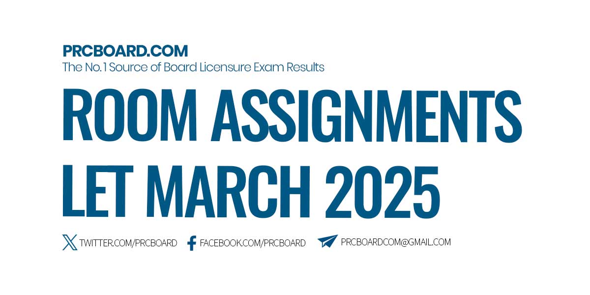 LET Room Assignments March 2025, Licensure Exam for Teachers