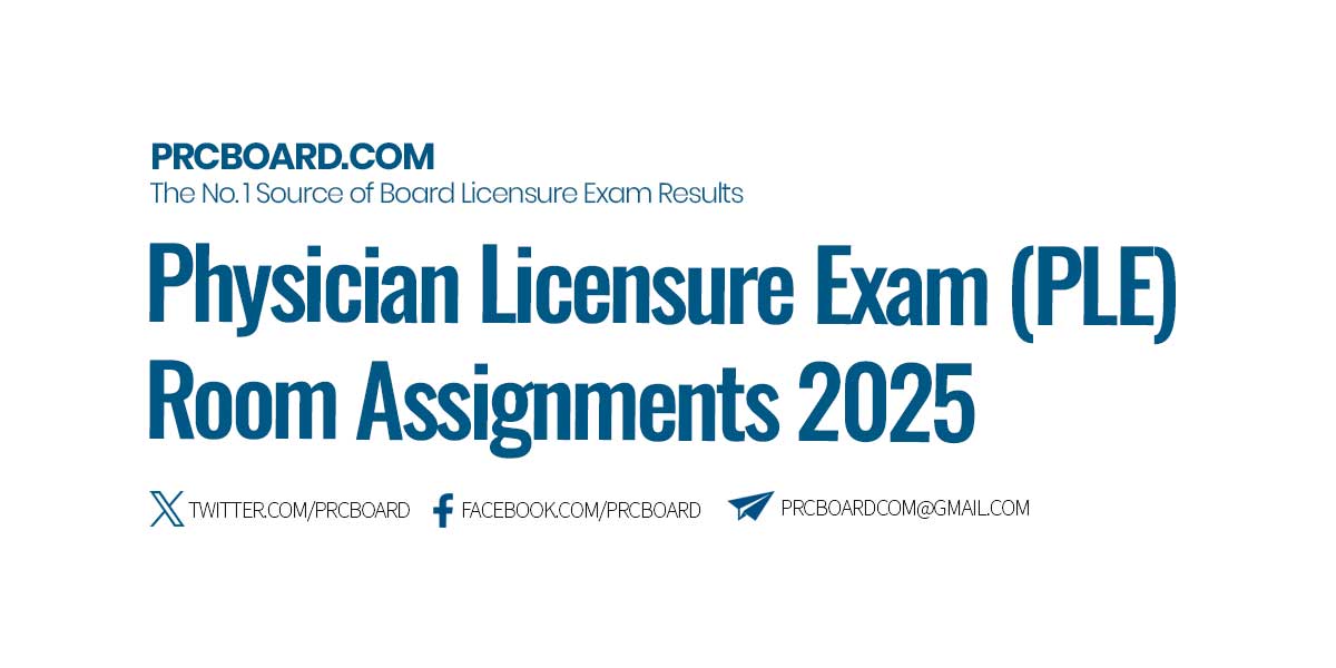 ROOM ASSIGNMENTS: March-April 2025 Physician Licensure Exam (PLE)
