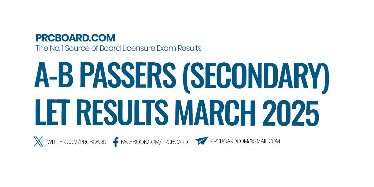 A-B PASSERS: March 2025 LET Results (Secondary Level)