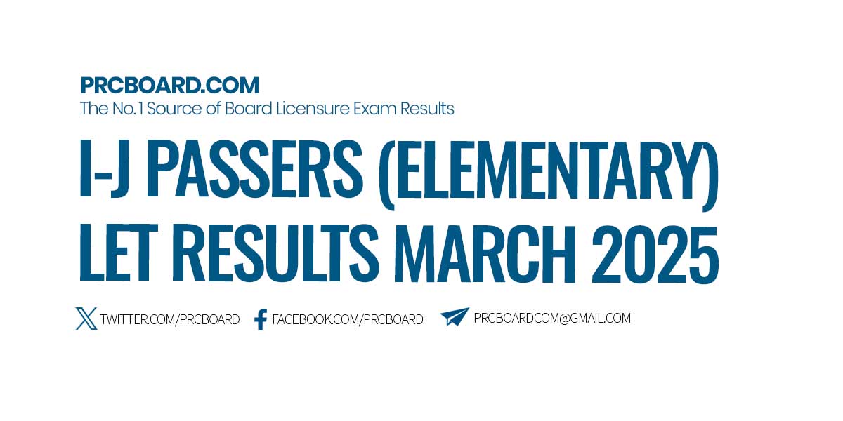 I-J PASSERS: LET Results March 2025 (Elementary Level)