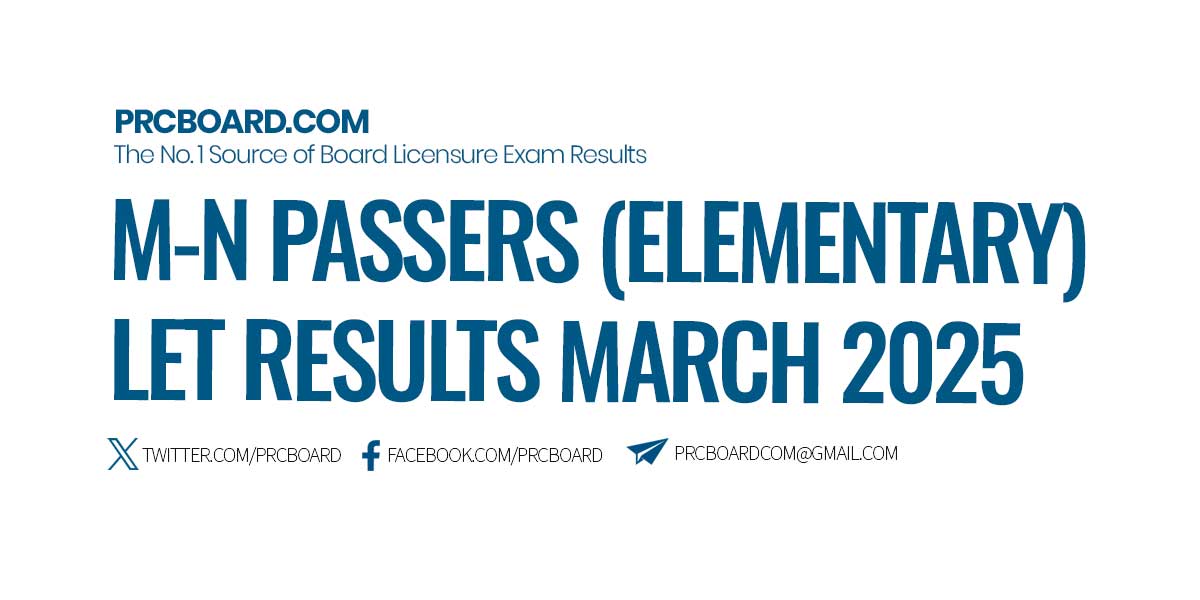 M-N PASSERS: LET Results March 2025 (Elementary Level)