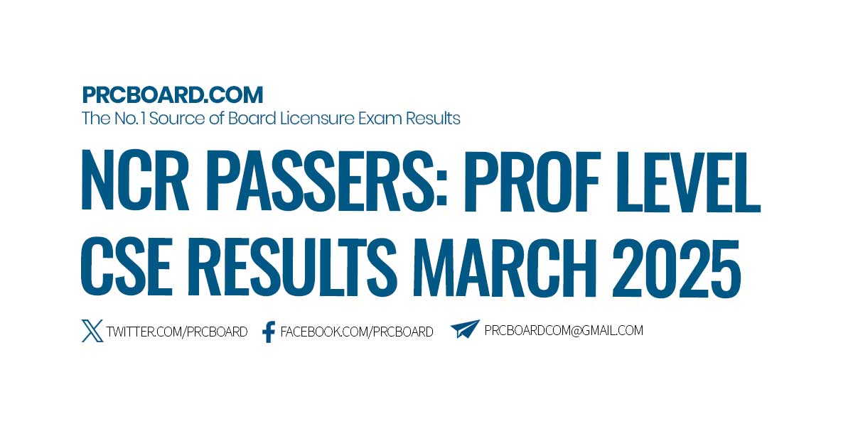 NCR Passers Professional: March 2025 Civil Service Exam (CSE) Results