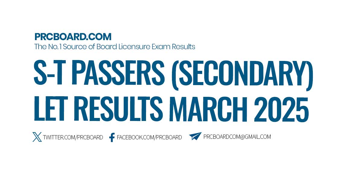 S-T PASSERS: March 2025 LET Results (Secondary Level)