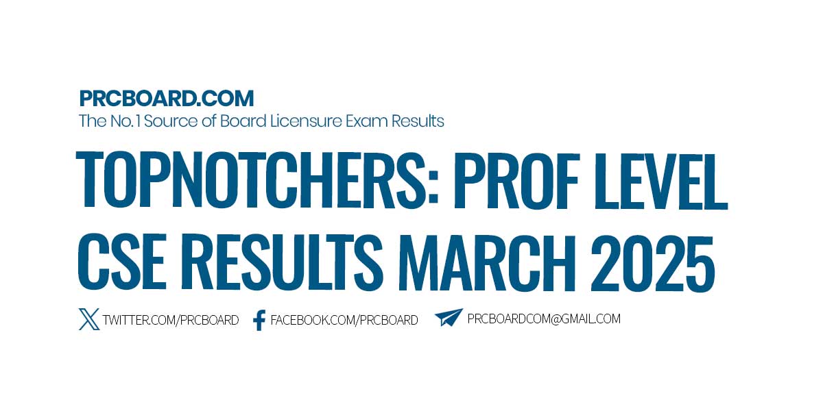 TOP 10 (Professional Level): March 2025 Civil Service Exam CSE Results