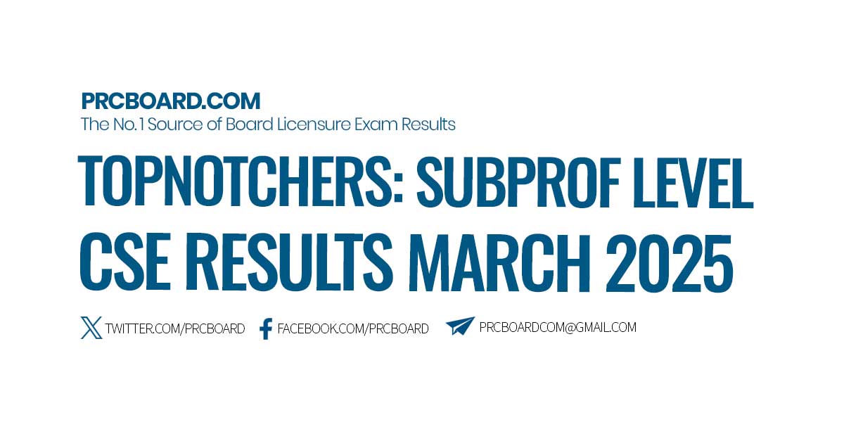 TOP 10 (Subprofessional Level): March 2025 Civil Service Exam CSE Results