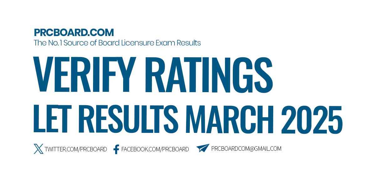 VERIFY RATINGS: March 2025 LET Results