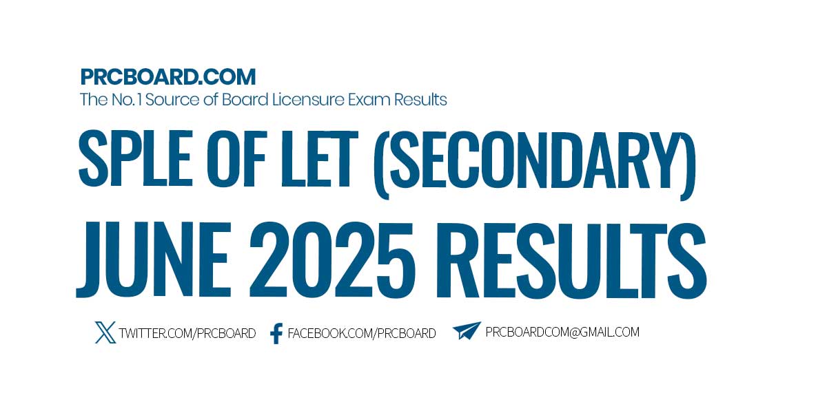 June 2025 LET Results, Special Licensure Exam List of Passers (Secondary)