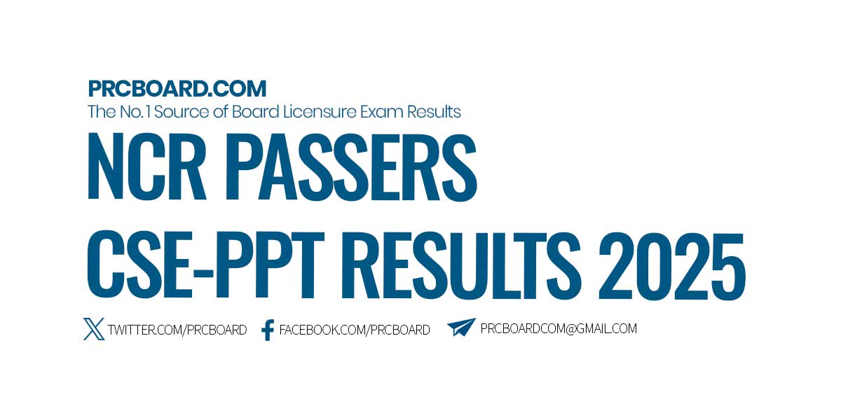 NCR PASSERS PROFESSIONAL: August 2025 Civil Service Exam CSE-PPT Results