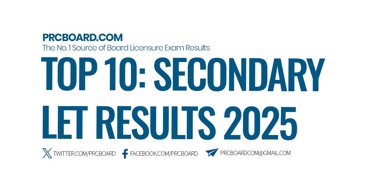 TOP 10 PASSERS: September and November 2025 LET Results, Secondary Level