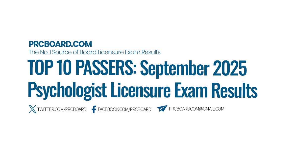 TOP 10 PASSERS: September 2025 Psychologist Board Exam Results