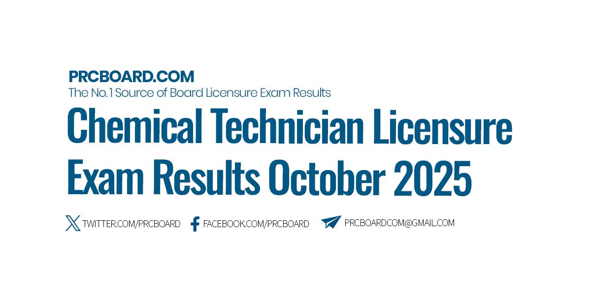 LIST OF PASSERS: October 2025 Chemical Technician Licensure Exam Results