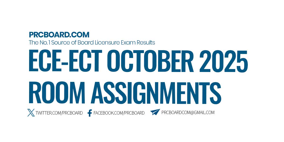 ROOM ASSIGNMENTS: October 2025 Electronics Engineer Licensure Exam (ECELE) & Electronics ...