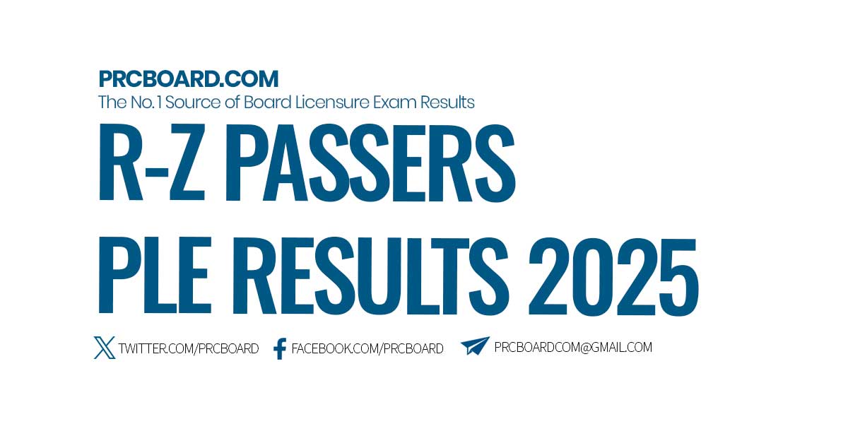 R-Z List of Passers: PLE Result October 2025