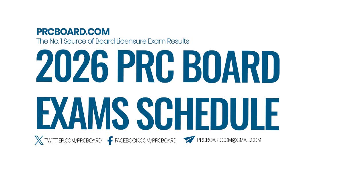 2026 PRC Board Exam Schedule (Date of Exams, Opening & Deadline of Filing)