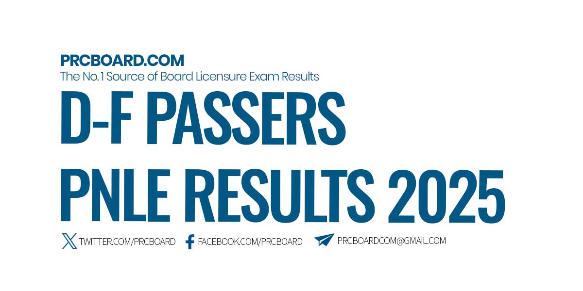 D-F Passers: November 2025 PNLE Nurse Licensure Exam Results