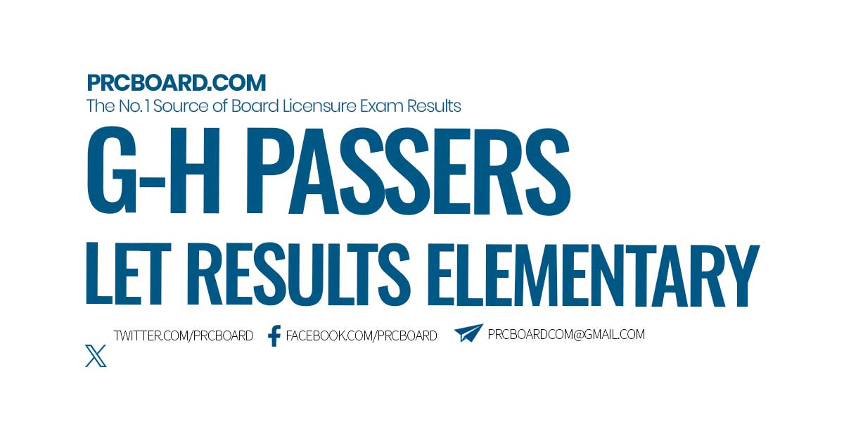 G-H PASSERS: September and November 2025 LET Results (Elementary Level)