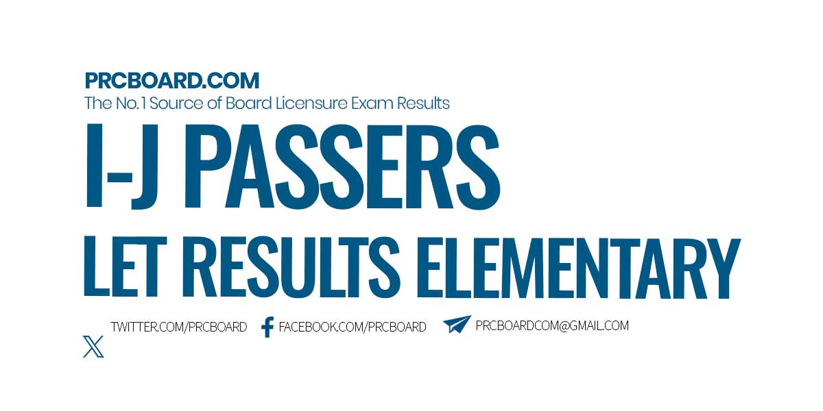 I-J PASSERS: September and November 2025 LET Results (Elementary Level)