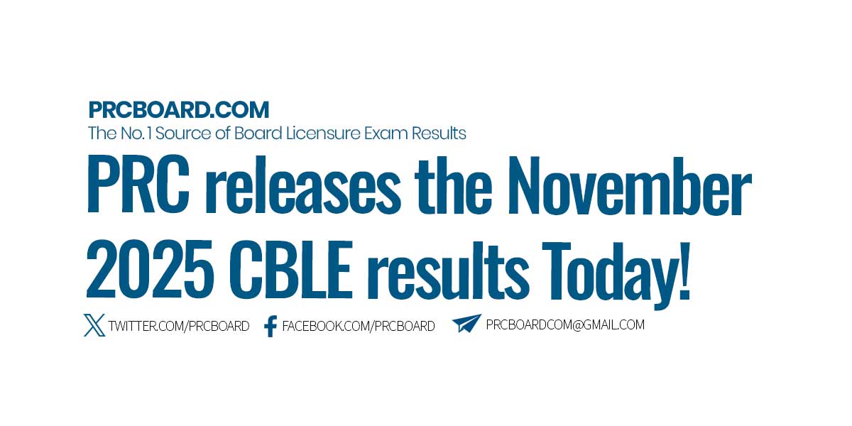 PRC releases the CBLE Customs Broker November 2025 results today