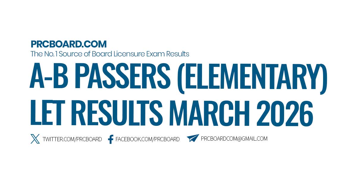 A-B PASSERS: March 2026 LEPT Results (Elementary Level)