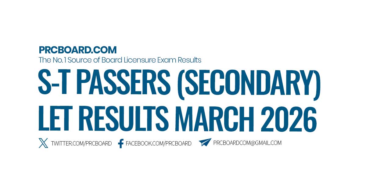 S-T PASSERS: March 2026 LET Results (Secondary Level)
