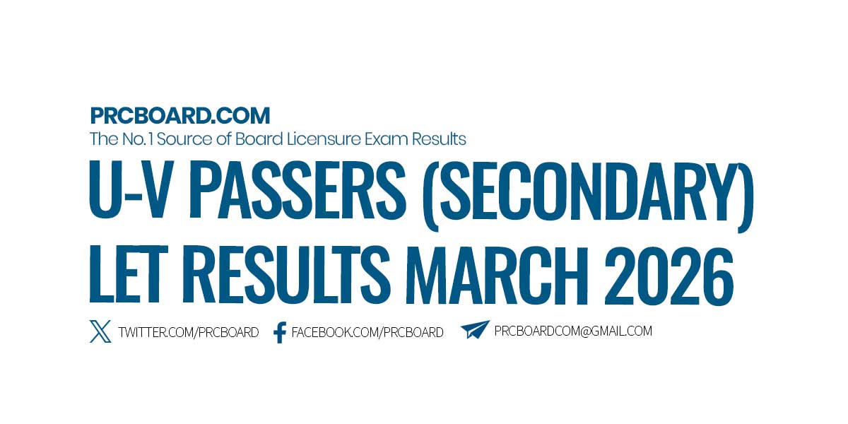 U-V PASSERS: March 2026 LET Results (Secondary Level)