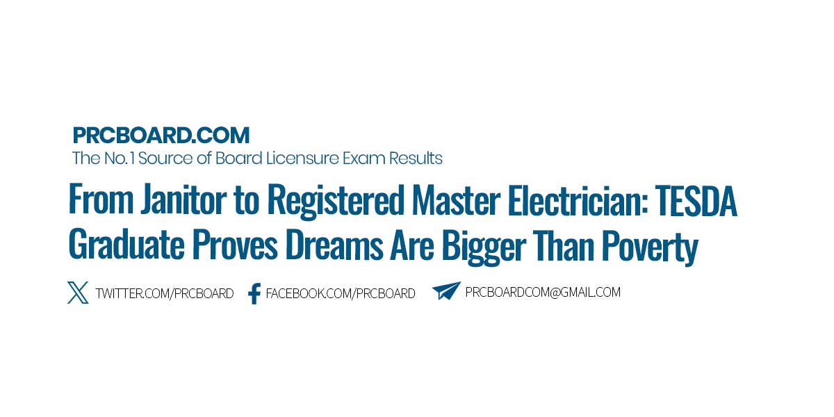 From Janitor to Registered Master Electrician: TESDA Graduate Proves ...