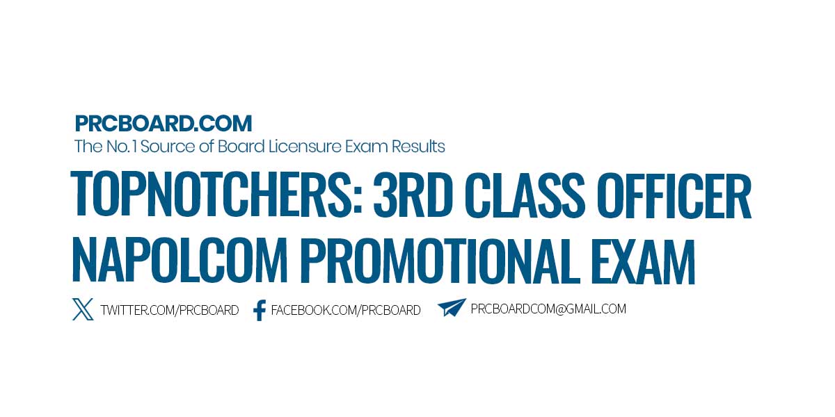 3RD CLASS TOPNOTCHERS: April 2026 NAPOLCOM Entrance Exam Results